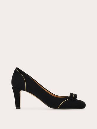 Ferragamo Damen Pumps mit Vara-Schleife und Paspelierung Schwarz Gr&ouml;&szlig;e 35.5