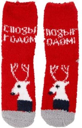 Generic Chaussettes de sport pour enfants 35-38 Automne Hiver No&euml;l Tissage Peluche chaude Corail Chaussettes Maison Chaussettes Sportswear, rouge, taille uniq