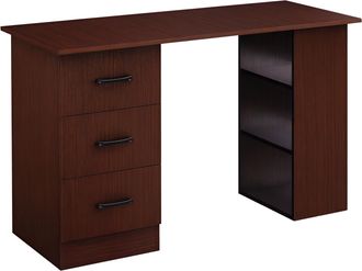 HOMCOM Reversibler Computertisch mit 3 Schubladen und 3 offenen Regalen, 120 x 49 x 72 cm, Schreibtisch mit Ablage, moderner Stil, Computertisch f&uuml;r Schlafzi