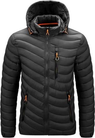 Generic Veste dhiver &agrave; capuche pour homme - &Eacute;pais et confortable - Imperm&eacute;able - Coupe-vent - Manteau solide avec poches, Noir, 6XL