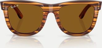 Ray-Ban Wayfarer - Lunettes de soleil carrées à verres marron polarisés - Havane rayé-Brown