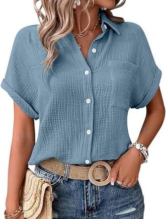 Generic t-shirt femme, corsage femme chic, haut, haut à manches courtes creux à la mode, chemisier dentelle, clair bleu tshirt, chemisier dentelle transparent