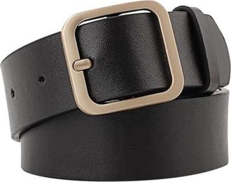 Generic Ceinture en cuir avec boucle d&eacute;corative pour femme, Noir, taille unique