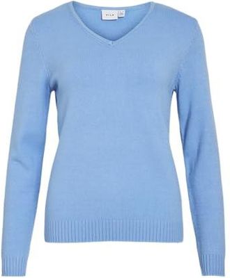 Vila Vila Neck Knit Top Viril Noos Haut tricot&eacute; &agrave; col en V L/S, All Aboard, L Femme