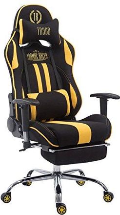 Clp Fauteuil De Bureau Gaming Limit Tissu I Chaise Gamer Hauteur Réglable I Coussins Amovibles I Accoudoirs Ajustables Repose-Pieds, Couleur:Noir/Jaune, R