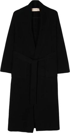 Gentryportofino Femme, Manteaux, Noir, Taille: 40 FR Manteau Ceintur&eacute; &agrave; Col Ch&acirc;le
