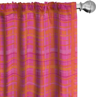 Abakuhaus Abstrakt Vorhänge, Gardinen, Hand gezeichnet wie Streifen, Fensterbehandlungen für Wohnzimmer Schlafzimmer Dekor, 2 Stück 75 cm b x 245 cm h, Hot Pink