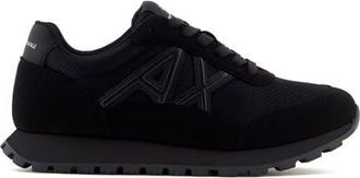A|X Armani Exchange A|X Femme Drop, Color Contrast Stripe, Détails en Suède, Sneaker, Noir + Noir, 35
