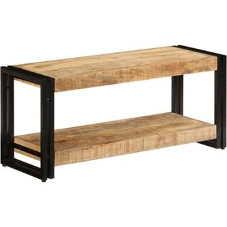 vidaXL Vidaxl - Meuble TV en bois de manguier massif 90x30x40 cm - Style vintage avec &eacute;tag&egrave;re - Pieds en fer enduit de poudre pour un look industriel