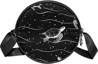 Generic Petit sac &agrave; bandouli&egrave;re Circle pour femme, petit sac &agrave; bandouli&egrave;re tortue avec fermeture &eacute;clair, bretelles r&eacute;glables, sac &agrave; main rond d&eacute;contract&eacute; pour