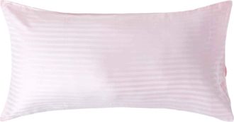 Homescapes Damast Kissenbezug rosa 50x90 cm mit Satin-Streifen & Hotelverschluss, 100% ägyptische Baumwolle, Fadendichte 330