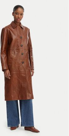 Max & Co. Leder-Mantel Doppia 2616471021200 Braun Regular Fit