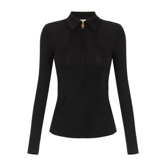 Elisabetta Franchi Leichtes Jersey-Oberteil mit Rei&szlig;verschluss - - Tops - Damen - Schwarzk - XL