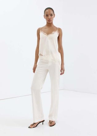 Mango Top lingerie dentelle asym&eacute;trique ivoire - Femme - M - MANGO