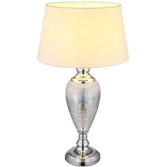 Globo Lighting Lampe de table lampe de table table de chevet lampe de salon chrome blanc E27 lampe de lecture verre