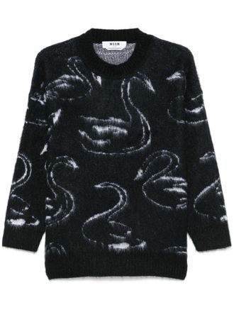 Msgm pull à motif en jacquard - Noir