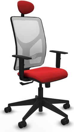 Piqueras y Crespo Call Center Sattelstuhl mit 1D-Armlehnen, h&ouml;henverstellbarer Lendenwirbelst&uuml;tze und festem Kopfteil, ausgestattet mit Sincro 3 Positionen und Schneide