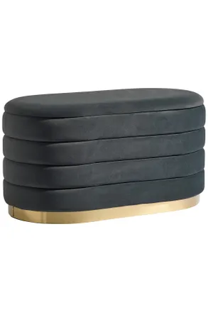 MID.YOU Mid.you Hocker, Dunkelgrau, Metall, Textil, oval, 80x42x42 cm, Stauraum, Wohnzimmer, Hocker, Sitzhocker