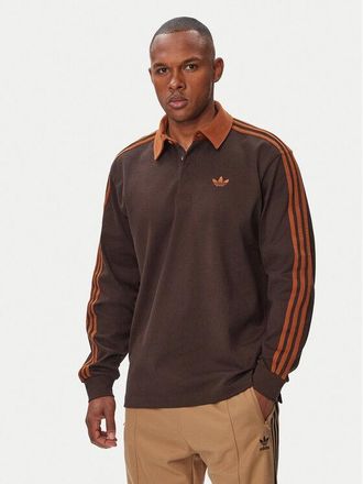 adidas Sweatshirt 3-Stripes Rugby Longsleeve Polo KE4112 Braun Regular Fit