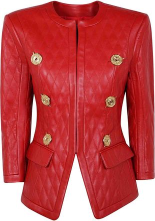 Balmain Lederjacke - Rot
