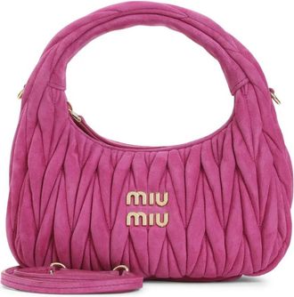 Miu Miu Hobo Bags - Matelass&eacute; Suede Leather Wander Shoulder Bag - Gr. unisize - in Rosa - f&uuml;r Damen