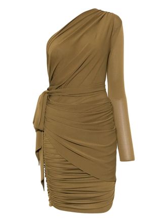 Alex Perry robe courte drapée à une épaule - Vert