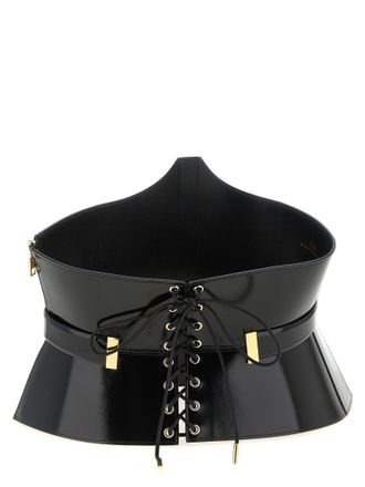 Elisabetta Franchi Patent Leather Corset Corset Belt - Black