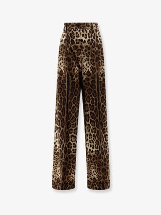 Dolce & Gabbana Stretch wool trousers with animal print - DOLCE & GABBANA - gender_Woman