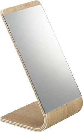 Yamazaki Tableware Yamazaki 7363 RIN Tischspiegel, beige, Holz/Spiegel, minimalistisch, 13 x 12 x 23.3 cm
