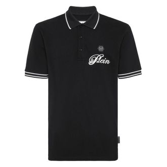 Philipp Plein Homme, Tops, Noir, Taille: S Polo Piquet Signature