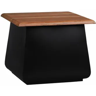 WOMO-DESIGN Womo-design - Beistelltisch Sheffield 50x40x50cm rechteckig Schwarz-Natur Akazienholz Metall Unikat Handgefertigt Massivholz M&ouml;bel Wohnzimmertisch