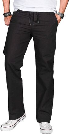 Alessandro Salvarini A. Salvarini Herren Leinenhose leichte lockere Stoffhose Sommer leinen Hose W29-W40 L30-L34 AS-034 [AS034 - Schwarz - W32 L32]