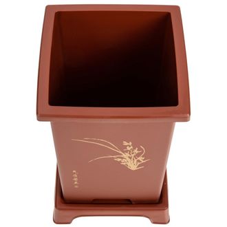 Vosarea Kunstharz Orchideentopf mit Untersetzer Gro&szlig;z&uuml;gig Atmungsaktiv Bel&uuml;ftet Pflanzgef&auml;&szlig; f&uuml;r Balkon Garten Wohnzimmer