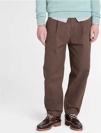 Timberland Claremont Faltenhose aus gewaschenem, angerautem Twill für Herren in Braun, Herren, Braun, Größe