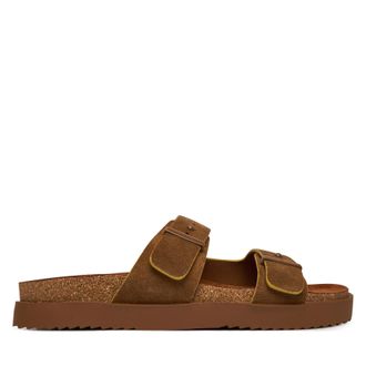 Tommy Hilfiger Pantoletten Tommy Hilfiger Cork Adjustable Suede Sandal FM0FM05869 Braun