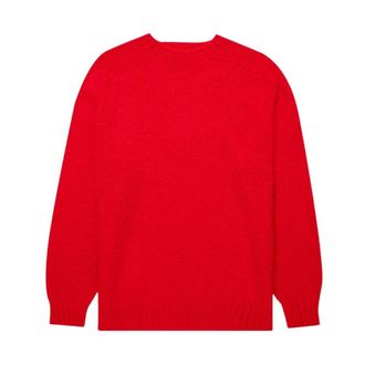 Sunspel Brushed Shetland Rundhals - - Knitwear - Herren - Rot - L