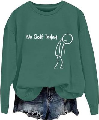 Generic Sweat-shirt basique &agrave; manches longues et col rond pour femme - Confortable et d&eacute;contract&eacute; - Pull &agrave; col rond, Vert, 3XL