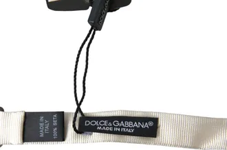 Dolce & Gabbana Mens White Silk Slim Adjustable Neck Papillon Bow Tie