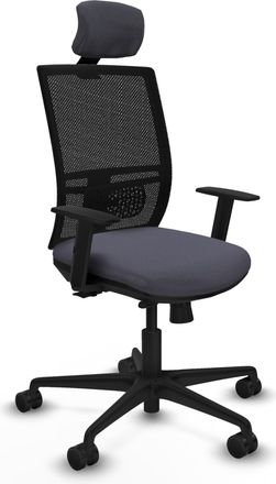 Piqueras y Crespo B&uuml;rostuhl mit 1D-Armen, h&ouml;henverstellbare Lendenwirbelst&uuml;tze und h&ouml;henverstellbares Kopfteil, ausgestattet mit Syncro/Traslack. Schwarz/Dunkelgrau