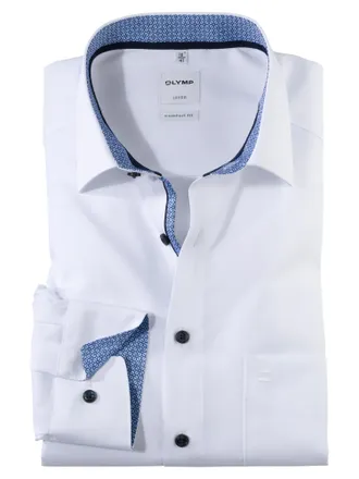 Olymp Businesshemd OLYMP Luxor comfort fit, Herren, Gr. 39, N-Gr, wei&szlig; (wei&szlig; blau), Web, Obermaterial: 100% Baumwolle, kontrastfarbene Details, comfort fit,