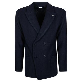 Manuel Ritz Giacca DP Spigato - - Jackets - Herren - Blau - XL