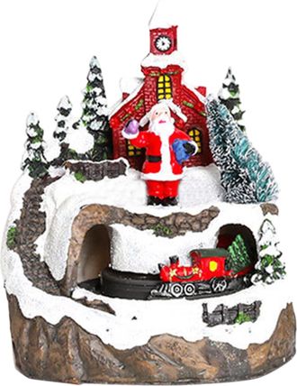 Generic Weihnachtsszenen-Spieluhr aus Kunstharz - dekorative festliche Tischdekoration, drehbare Weihnachtsdekoration | Weihnachtsdorf-Spieluhr im Schneekugel