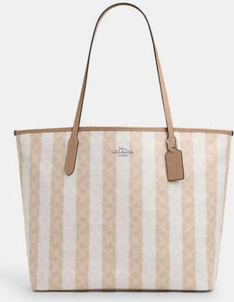 Coach Große City Tote Aus Signature-Canvas Mit Streifen