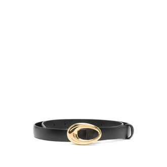 Khaite Schwarzes Leder Oval G&uuml;rtel - - Accessories - Damen - Schwarzk - 85 CM