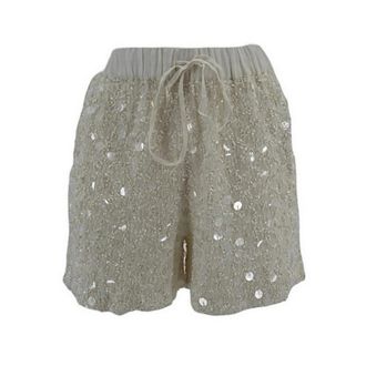 P.A.R.O.S.H. Sequin Shorts mit Kordelzug - - Shorts - Damen - Wei&szlig; - XS