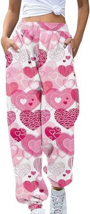 Generic Pantalon de surv&ecirc;tement pour femmes et filles, pantalon cargo d&eacute;contract&eacute; &agrave; taille &eacute;lastique pour la Saint-Valentin, pantalon l&eacute;ger et d&eacute;contract&eacute; pou