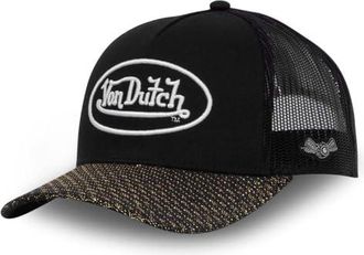 Von Dutch Casquette Homme & Femme, Casquette Trucker, Visière pailletée, Ajustable, Noir, Blanc, Taille TU