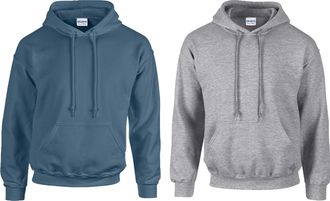 Gildan Herren Kapuzenpullover Adult 50/50. Hooded Sweat/18500, Einfarbig (XXL, 1x Indigo + 1x Sportgrey + 1x HL Kauf Notizblock)