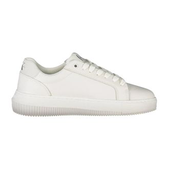Calvin Klein Polyester Sneaker mit Kontrastdetails und Logo-Print - - Shoes - Damen - Wei&szlig; - 39 EU
