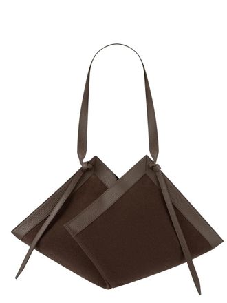 Yuzefi Womens Shoulder Bag Wonton Suede Brown